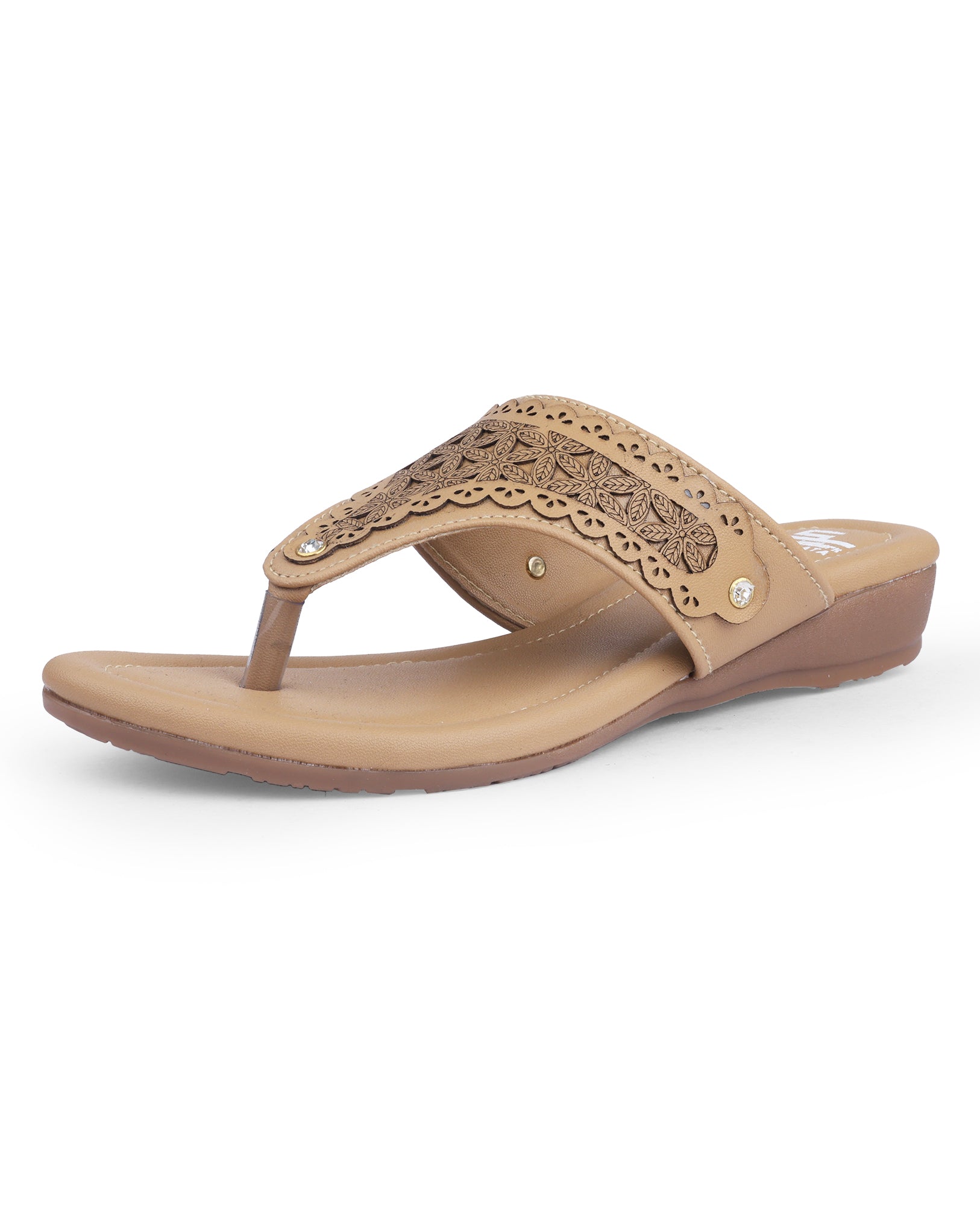 ladies flat beige chappals 02103 – Sreeleathers Online Kolkata
