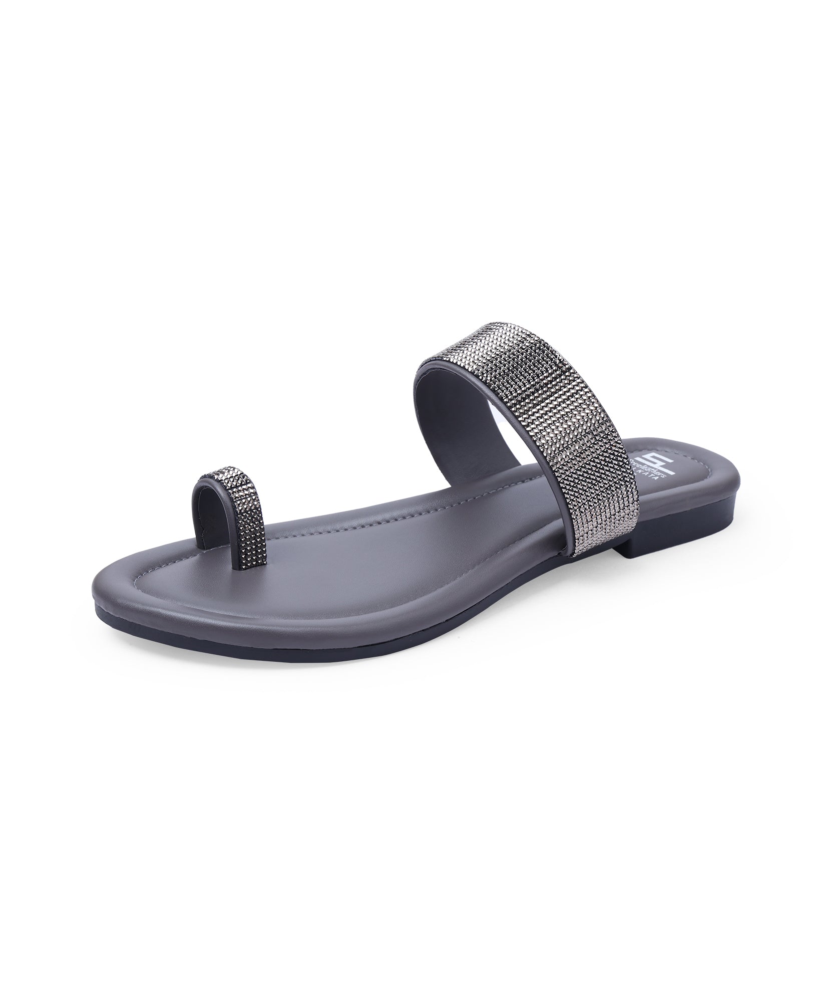 ladies fancy flat gray chappals 303302 – Sreeleathers
