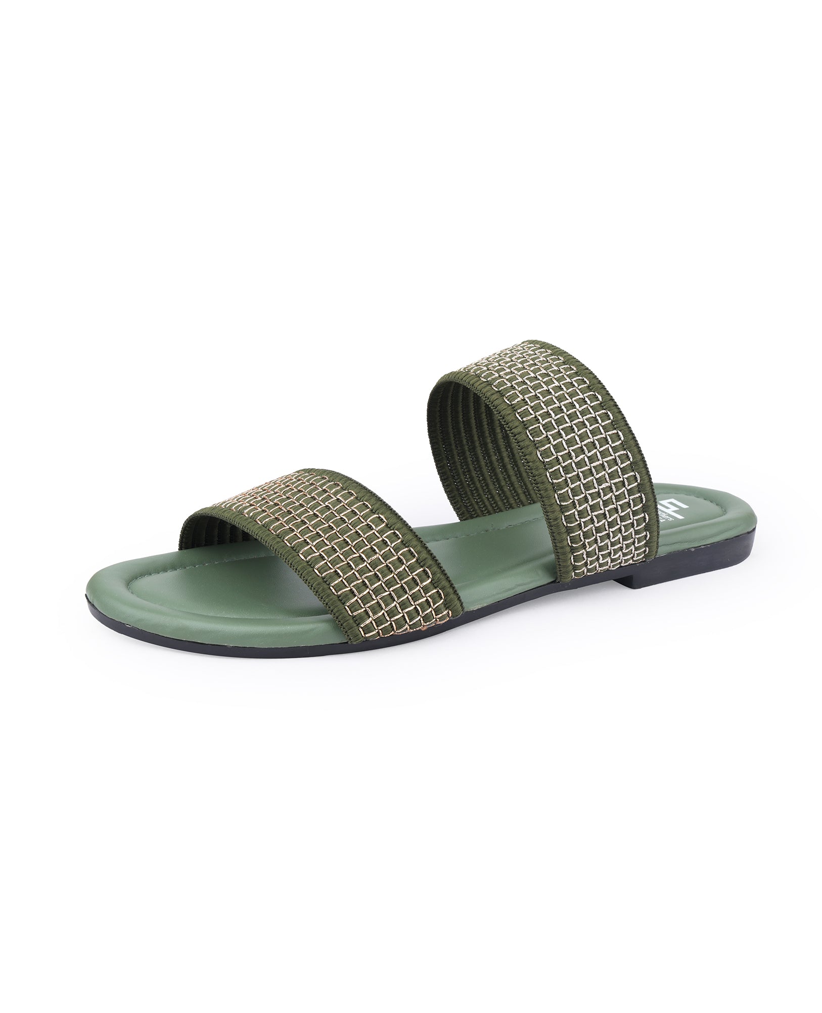 ladies flat green chappals 303313 – Sreeleathers